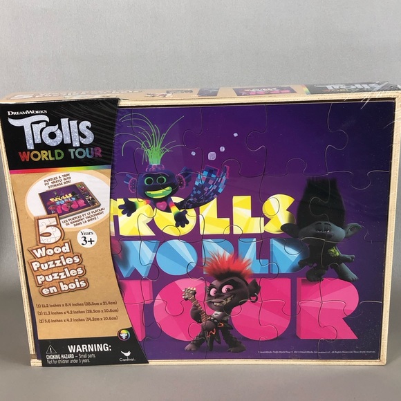 Dreamworks | Toys | Dreamworks Trolls World Tour 5 Wood Puzzles With ...